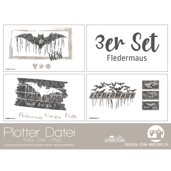 Plotterdatei "Fledermaus" (3er-Set) - ALPWIND