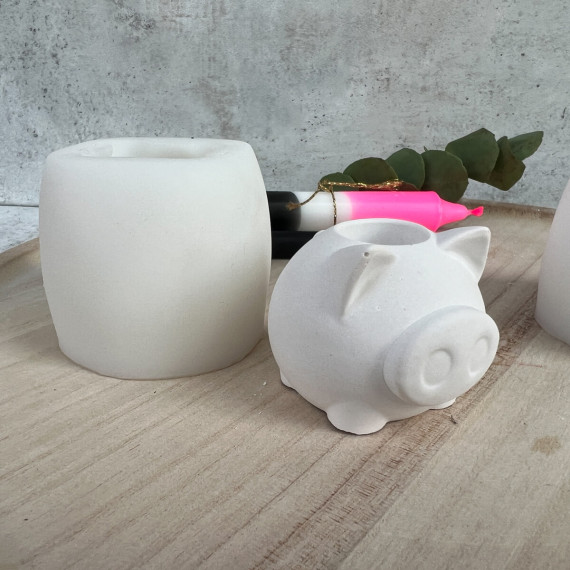 Stilvolle Silikonform Schwein Kerzenhalter Bild
