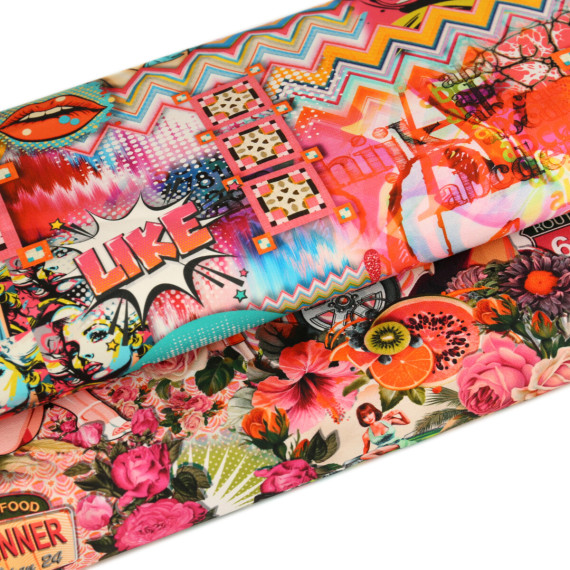 Canvas Stoff - Feste Baumwolle - Hollywood - Retro - Bunt