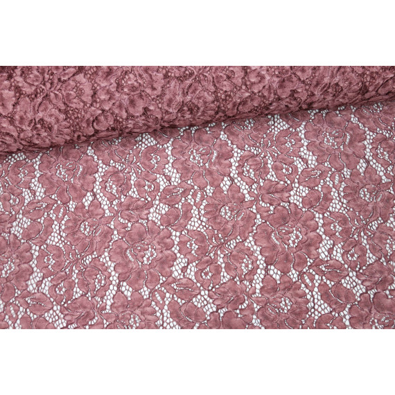 Stoff - Spitze - Leicht Elastisch - Blumen - Weinrot