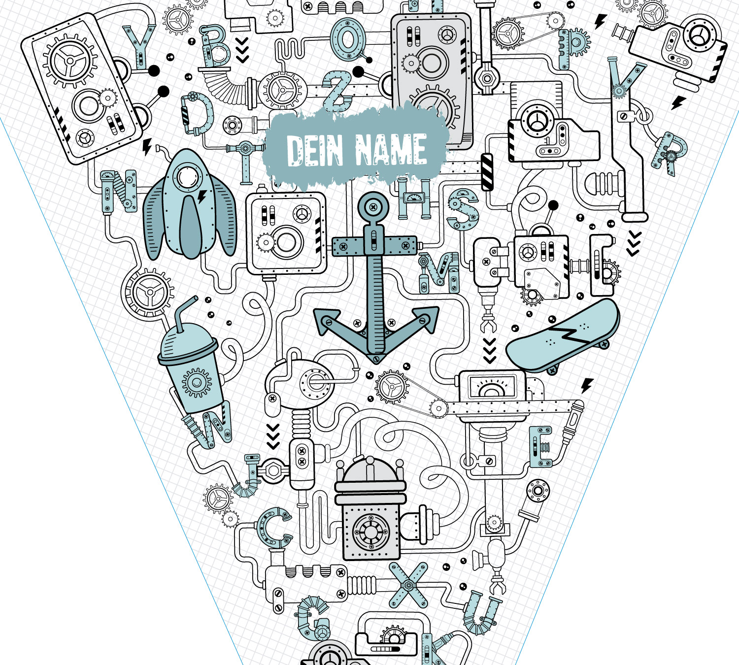 DIY-Nähset Schultüte - Technical Doodle - Anna Anjos - zum selber Nähen