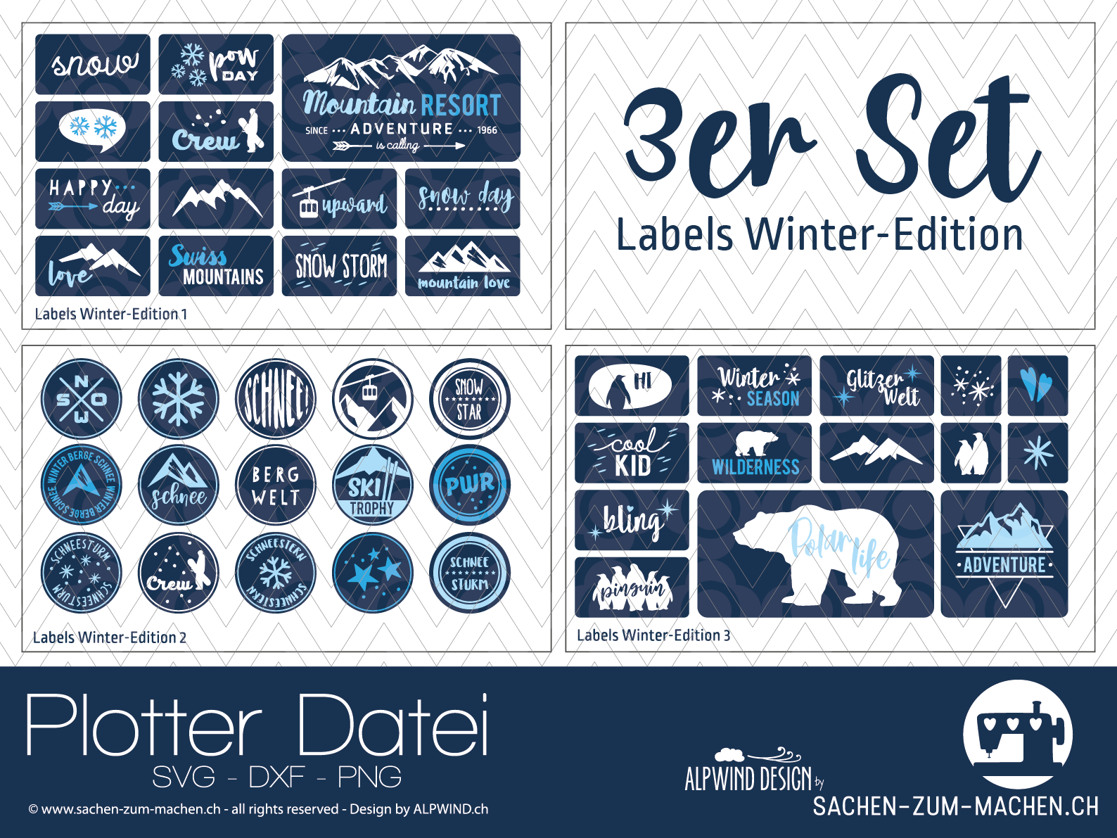 Plotterdatei "Label Winter Edition" (3er-Set) - ALPWIND