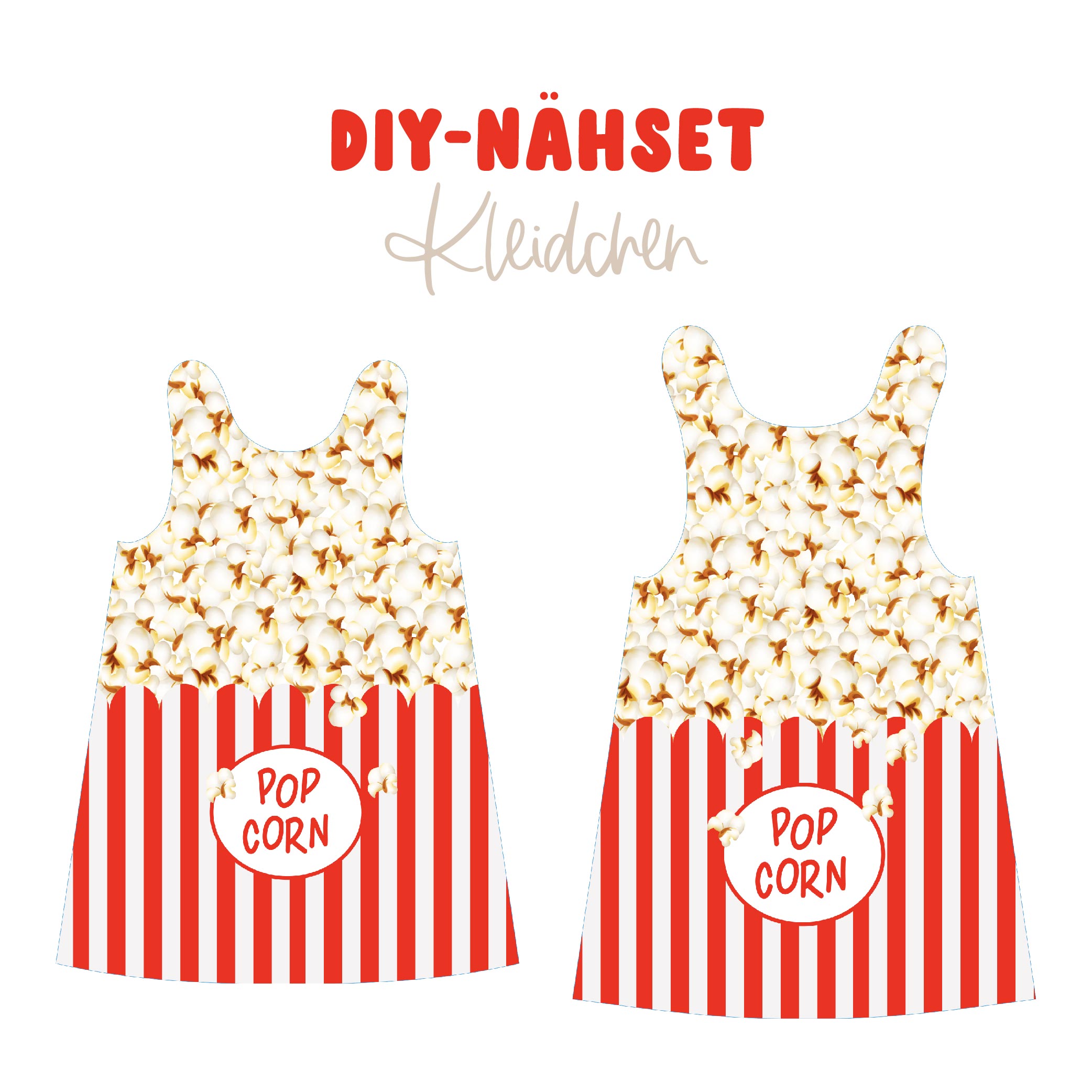 DIY-Nähset Kleidchen - Popcorn - Jersey - Fasching - Karneval - Kostüm ...