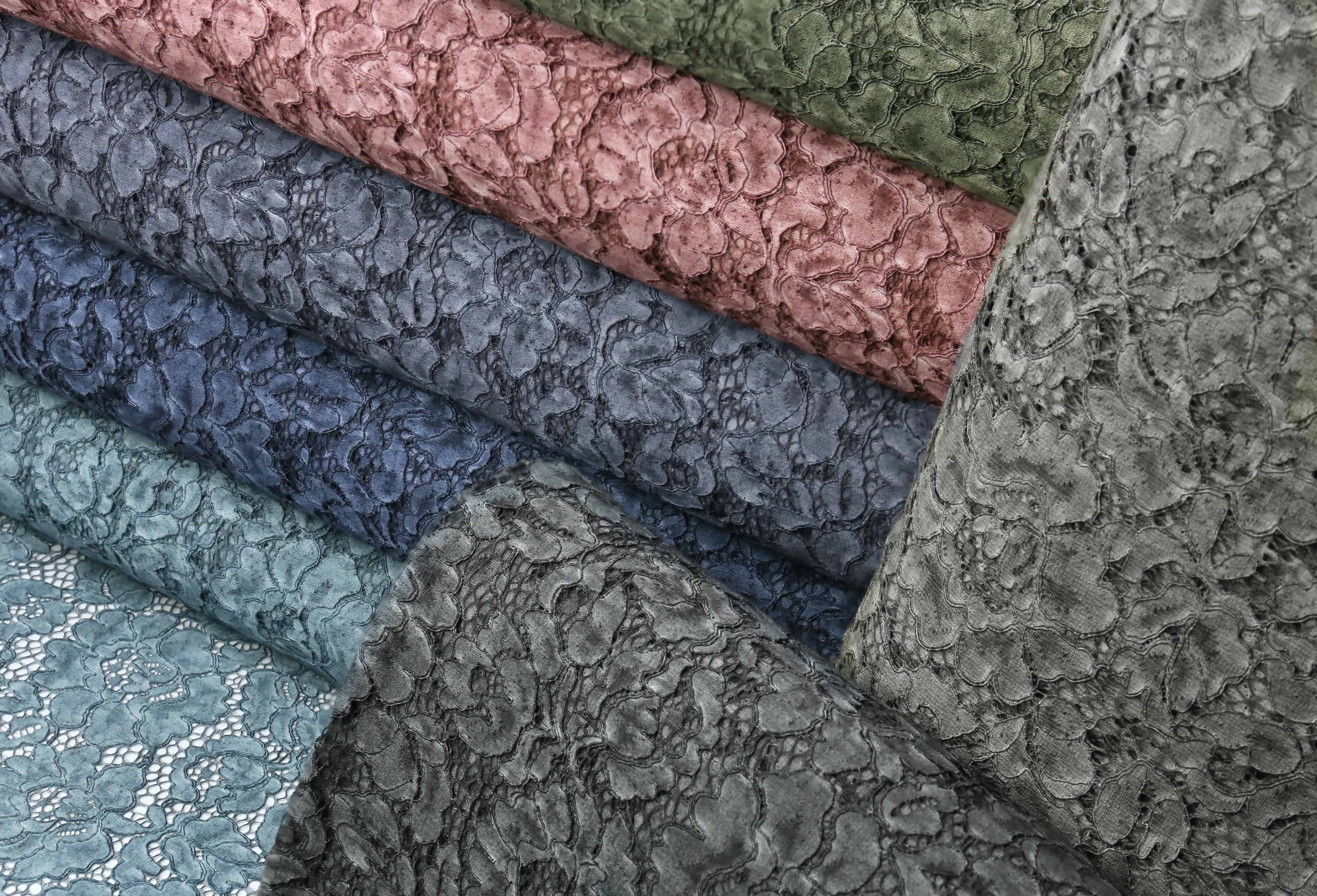 Stoff - Spitze - Leicht Elastisch - Blumen - Weinrot