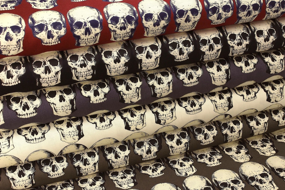 Stoff - Rad Skull - A. Henry Fabrics - Schwarz